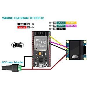 DIYables 2pcs OLED Display I2C 128x64 128x32 for Arduino, ESP32, ESP8266, Raspberry Pi
