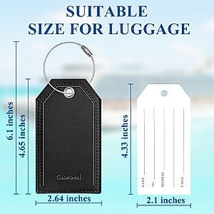 Casmonal Luggage Tags with Full Back Privacy Cover w/Steel Loops (Black 02 pcs Set)