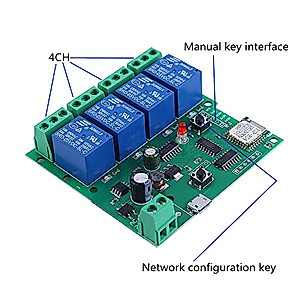 4 Channel Relay WiFi Module DC 12V 24V Switch Interlock Inching Self-Locking APP Remote Controller for Garage Door Smart Home Devices