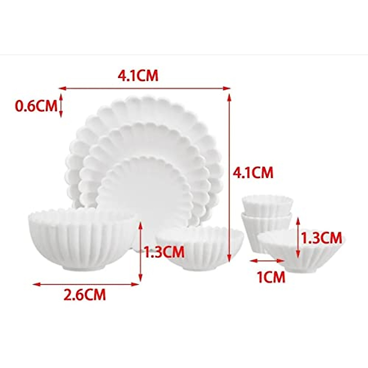 8Pcs/Set 1:6 Miniature Dollhouse Tableware Mini Plates Bowl Cup Set Dollhouse Chrysanthemum Bowl Dish Plate Set Mini Kitchenware for Barbies Doll Food Kitchen Accessories Toy