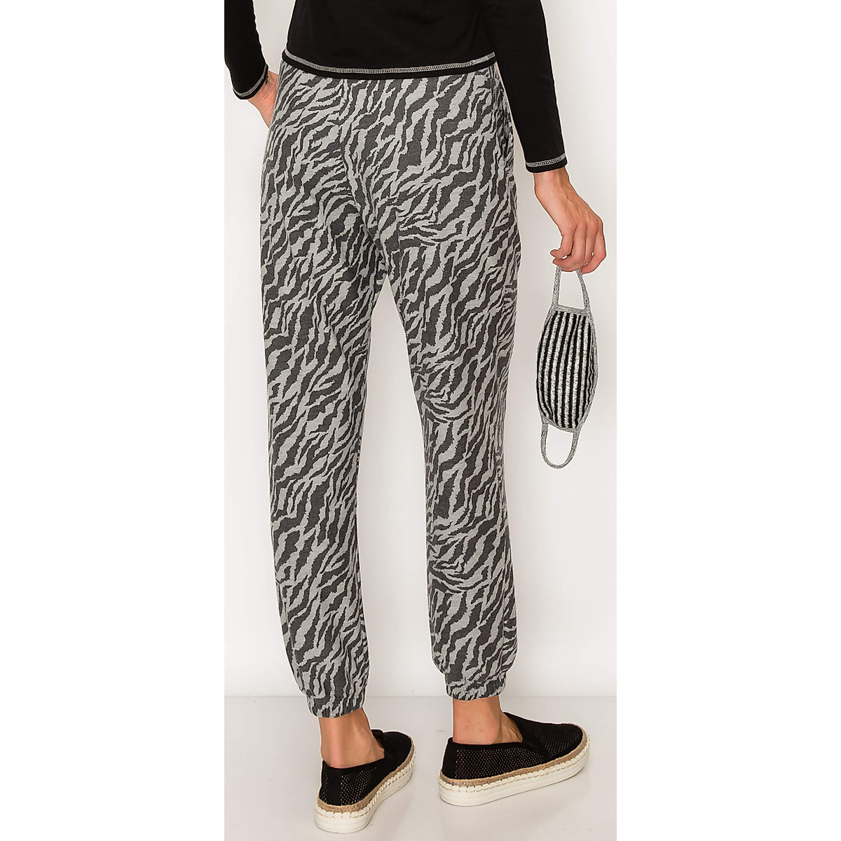 COIN 1804 Women's Sweatpants Joggers - Casual French Terry Elastic Waistband Drawstring Yoga Workout Lounge Tapered Pants 1980-AAZ H.Grey/Black XL