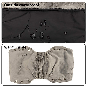 Stroller Fleece Hand Muff, Pram Pushchair Gloves Hand Gloves Waterproof Anti-Freeze Extra Thick Warm Winter Baby Stroller Gloves for More use with 1 Buggy Clip
