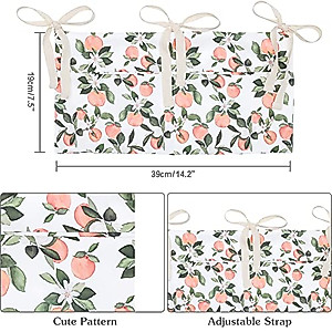 Baby Crib Organizer Cot Caddy Bed Storage Bag 2 Pockets Bedside Hanging Diaper Nursery Organizer for Diapers Toys Clothing (Orange)