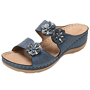 ZHOUXINGB Sneakers for Women, Sandals Women for Home Glitter Sandals Size 7 Dress Shoes Size 11 Shoes Heels Low Booties Summer Cycling Shoes Women Blue