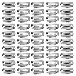 Hair Extension Clips,Wig Clips to Secure Wig No Sew,Hair Wig Clips Hair Extension Clips Set Stainless Steel DIY 8 Teeth Snap Comb Wig Clips Accessories 1.1in (50pcs)(silver), Hair Extension Clips