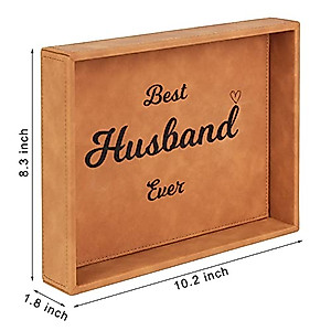 HofferRuffer Faux Leather Jewelry Tray Gifts for Husband, Valet Tray Storage Vanity Tray Desktop Organizer Holder for Storing Jewelry, Keys, Change, Wallet, Phone, Glasses (Best Husband Ever)