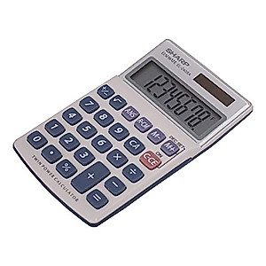 Sharp HO EL240SB 8 Digit Solar and Battery Powered Slant Display Calculator, White, 2 3/4 x 4 1/2 (EL240SAB)
