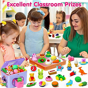 Arscniek 110 Pack Animal Erasers for Kids Bulk, Cute Desk Pets Treasure Box Toys for Classroom Prizes Rewards, Mini Pencil Erasers Take Apart Erasers Back to School Supplies Gift for Boys Girls