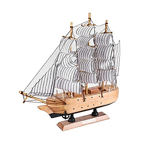 Wooden Sailboat Model Decor Miniature Sailing Boat Ship Model Home Decoration Rustic Mini Antique Sailboat Ornament Crafts Handcrafted Nautical Ocean Theme Sailing Boat for Home Office Tabletop