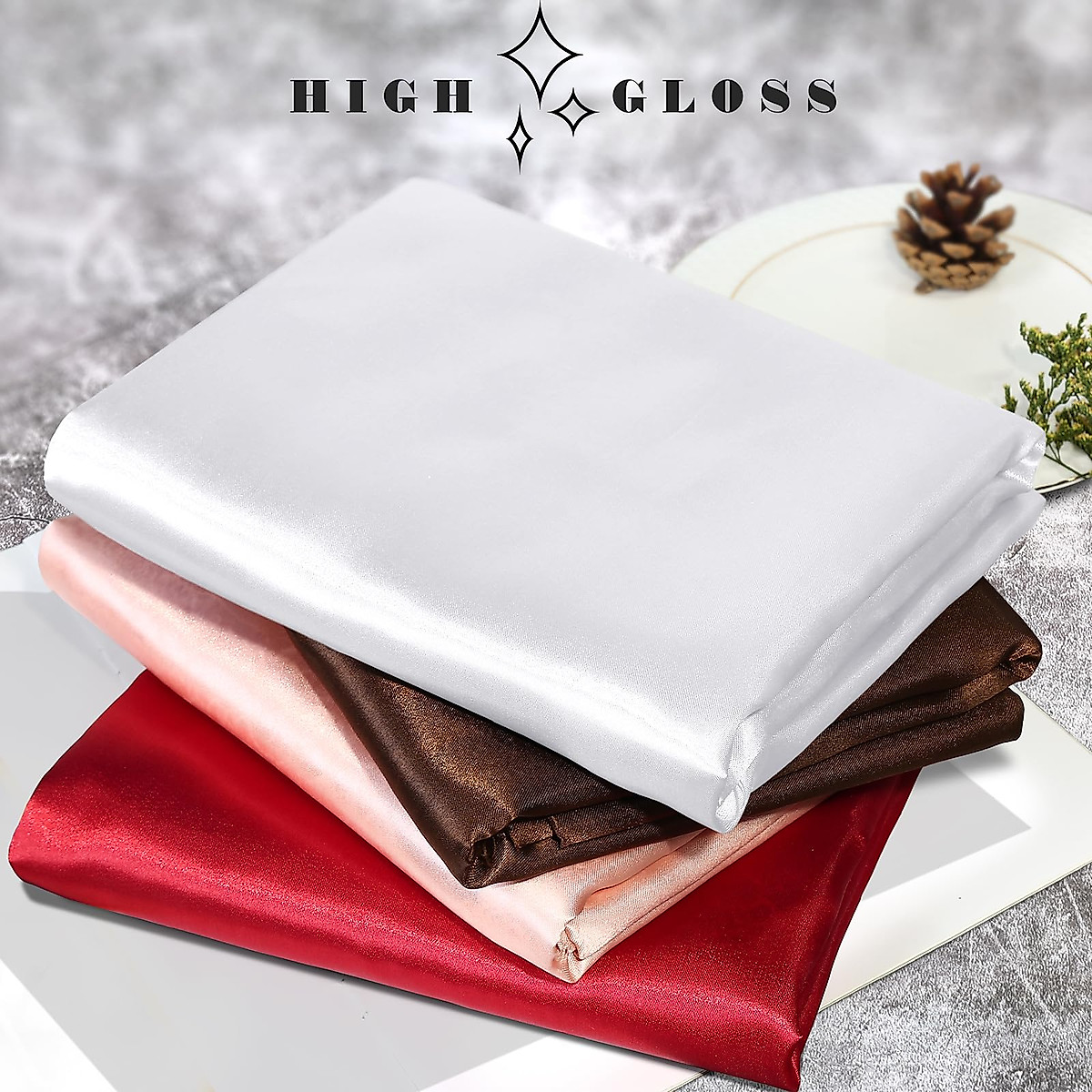 DLCFLF White Satin Fabric by The Yard, 2 Yards Charmeuse Satin Fabric 60 Inch Wide, Silky Satin Fabric for Bridal, Wedding, DIY Crafts, Sewing, Costumes, Shiny Cloth Fabric