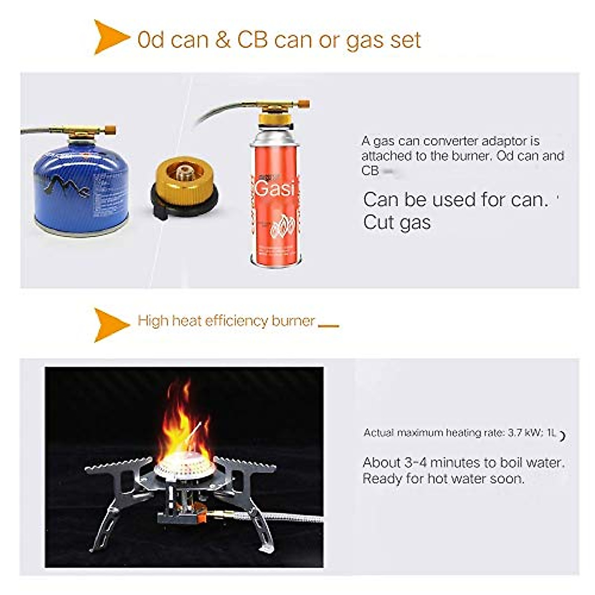 [2021 latest upgrade]Windproof Portable Camping Gas Stove,3500W With conversion adapter Folding Camping Stove with Pressure Ignition, Portable Stove, Suitable for Outdoor Backpacking/Hiking