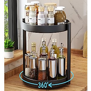 Kibuhain Lazy Susans Organizer Round Turntable Spice Rack, 10Inch Dia Non-Skid Cabinet Organizer, 360° Rotating Spice Jars Organizer & Holder for Kitchen, Bathroom, Living Room