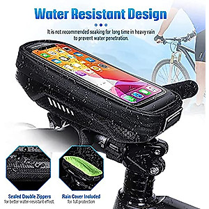 HUANLANG Bike Phone Mount Bag Bike Front Frame Top Tube Handlebar Bags Waterproof Bicycle Cell Phone Mount Case with Touch Screen Phone Holder for Bike Bag Shockproof,Bike Pouch for Phone Below 6.7"