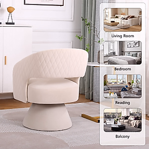 Nolohoo Swivel Barrel Chair Set of 2, Upholstered Swivel Chair for Living Room, 360 Degree Comfy Swivel Chairs with Open Back, Modern Swivel Armchair for Bedroom, Office (Blue, Velvet)