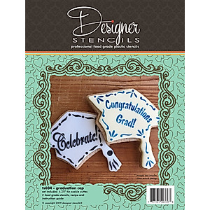 Graduation Cap Cookie Cutter and Stencil Set | Graduation Party Decorations, Baking Stencils for Royal Icing Cookies, Craft Painting Stencil, Cookie Cake Stencil | TS034 by Designer Stencils