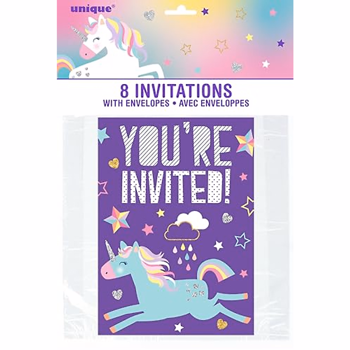 Unique Magical Purple Unicorn Invitations (Pack of 8) - Perfect for Kids Birthdays & Special Events