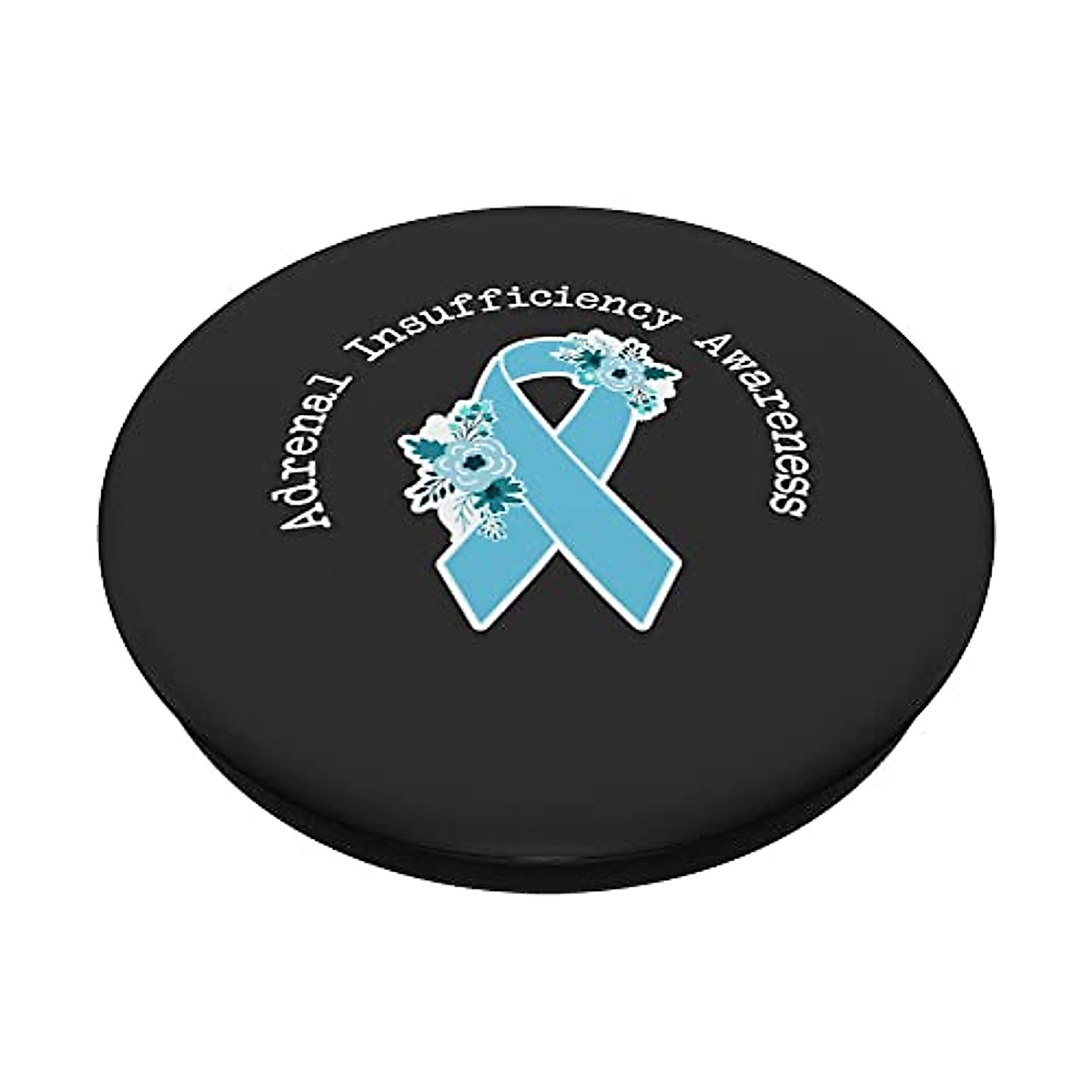 Adrenal Insufficiency Awareness Floral Light Blue Ribbon PopSockets Swappable PopGrip