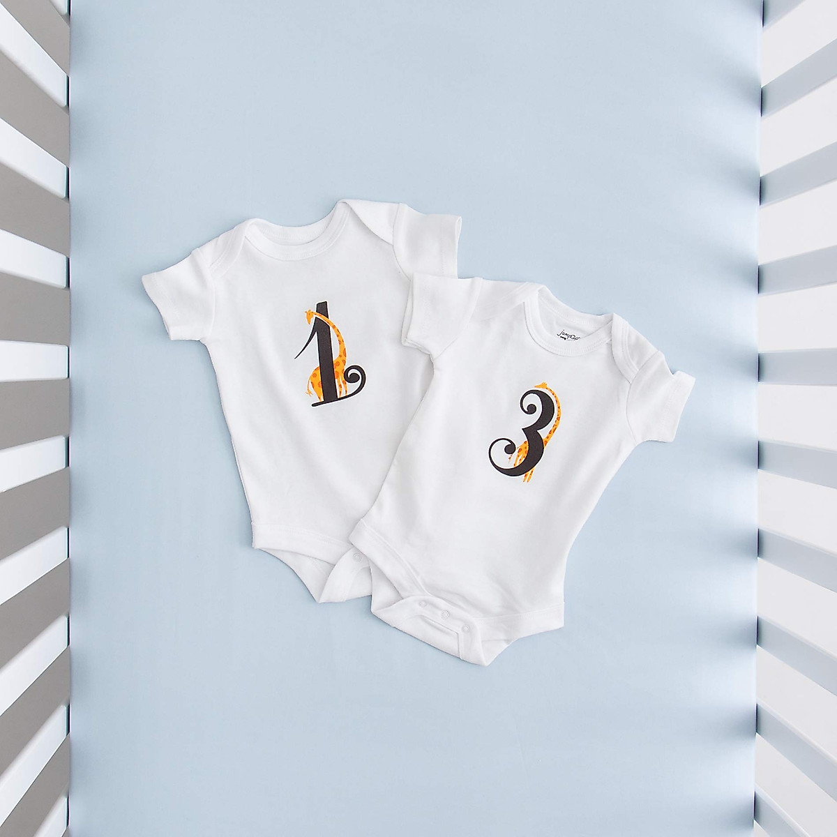 JumpOff Jo - Seize The Moment Baby Milestone Onesies, 1 Through 12 Bodysuit Set With Numbers, Newborn Essentials (Giraffe)