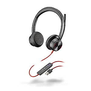 Poly - Blackwire 8225 Wired Headset with Boom Mic (Plantronics) - Dual-Ear (Stereo) Computer Headset - USB-A to Connect to your PC/Mac - Active Noise Canceling-Works with Teams (Certified), Zoom &more