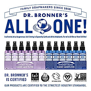 Dr. Bronner's - Organic Hand Sanitizer Spray (Peppermint, 2 ounce) - Simple and Effective Formula, Cleanses & Sanitizes, No Harsh Chemicals, Moisturizes and Cleans Hands