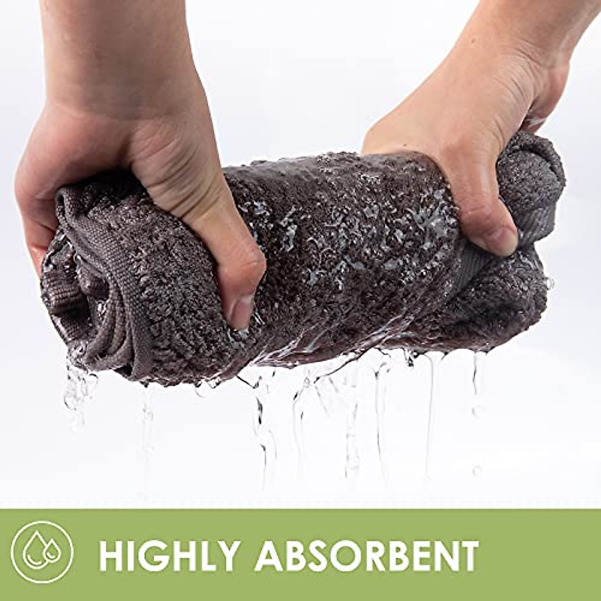 CANFOISON Bamboo Washcloths for Face and Body, 4 Pack Light Gray Washcloths for Adult Kids Baby Luxury Super Soft Highly Absorbent Bathroom Towels 13"x13"