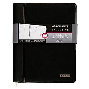 AT-A-GLANCE Weekly / Monthly Appointment Book / Planner 2016, Executive, 8-1/4 x 10-7/8 Inches, Black (70-NX81-05)