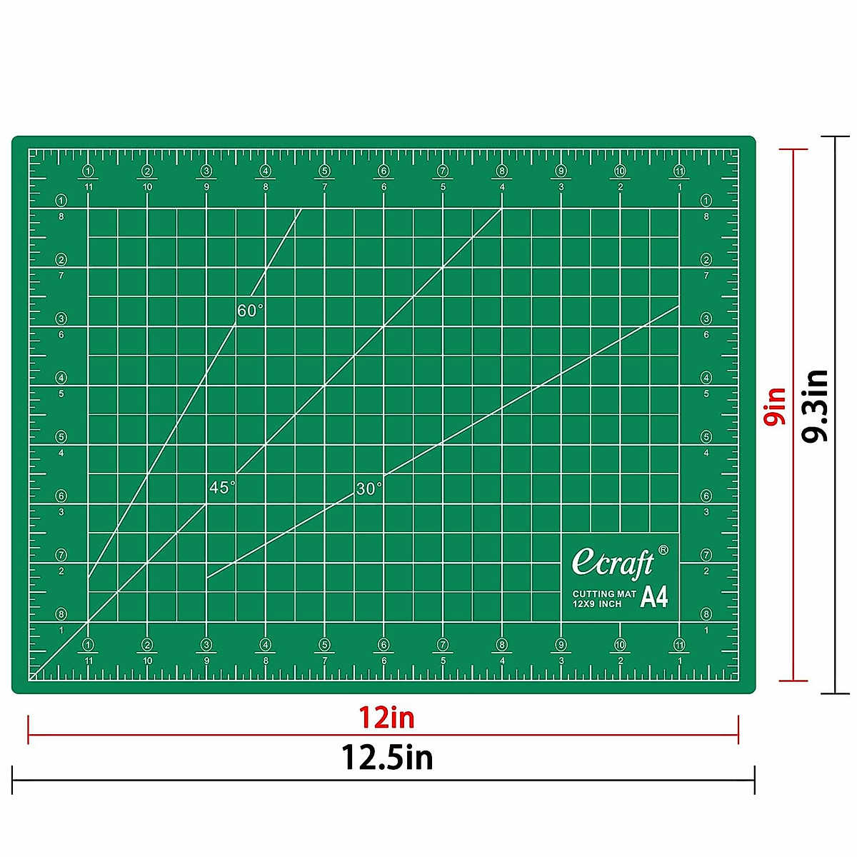 Ecraft Self Healing Sewing Mat - 9" x 12" Double Sided 5-Ply Cutting Mat for Craft, Sewing, Fabric,Quilting,Scrapbooking Project - Rotary Board Mats in Green/Black