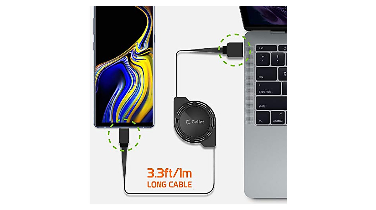 Retractable USB-C Cable - Fast Charging & Data Sync (2 Pack)
