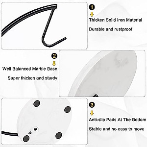 Livabber Banana Holder with Marble Base, Metal Banana Hanger Modern Tree Stand with Hook, Durable Banana Keeper Fresh Fruit Storage Organizer Freestanding for Kitchen Countertop (Black, Single Hook)