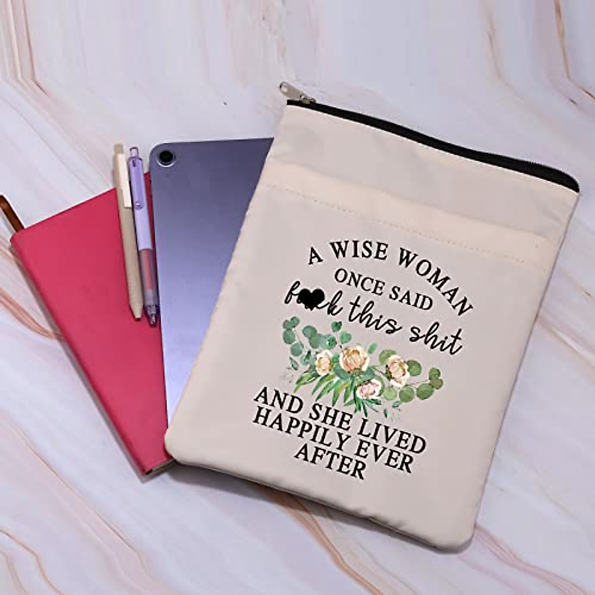 Motivation Wise Women Book Sleeve Funny Divorce Gift Mother Day Book Cover Gift Retirement Gift for Women Waterproof Zipper Book Protector (WiseWomenBS)