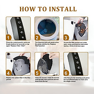 8 Pack Carbon Filters Compatible with Model 4, Activated Charcoal Cat Litter Box Filters Replacement to Absorb Odors Litter Box Deodorizer Controls Moisture and Keep Home Fresh