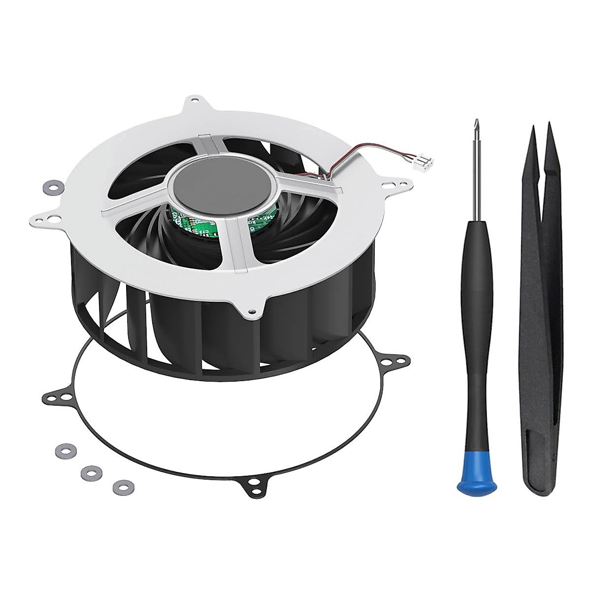 ElecGear PS5 Internal Cooling Fan (Rev. C), Additional Shockproof Sealing O-Ring and Repair Tool Kit Screwdriver, CPU and Case Fan Replacement for PlayStation 5