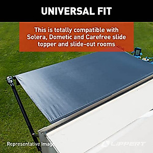 Solera Universal Slide-Topper Replacement Cut-to-Fit Fabric for 5th Wheel RVs, Travel Trailers, Motorhomes, 50' x 48" roll, Black - 432253