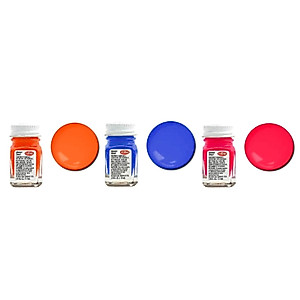 Testors Fluorescent Enamel Paint Variety, Orange, Yellow, Blue, Pink, Green, and Thinner 1/4 oz (Pack of 11) - with Make Your Day Paintbrushes