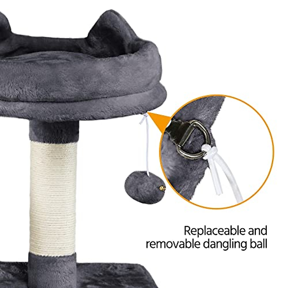 Yaheetech 62.2inches Cat Tree Cat Tower Cat Condo with Platform & Hammock, Scratching Posts for Kittens Pet Play House with Plush Perch for Indoor Activity Relaxing