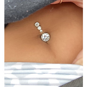 MODRSA Belly Button Ring Belly Rings for Women Belly Button Rings Surgical Steel Clicker Belly Piercing Jewelry Silver
