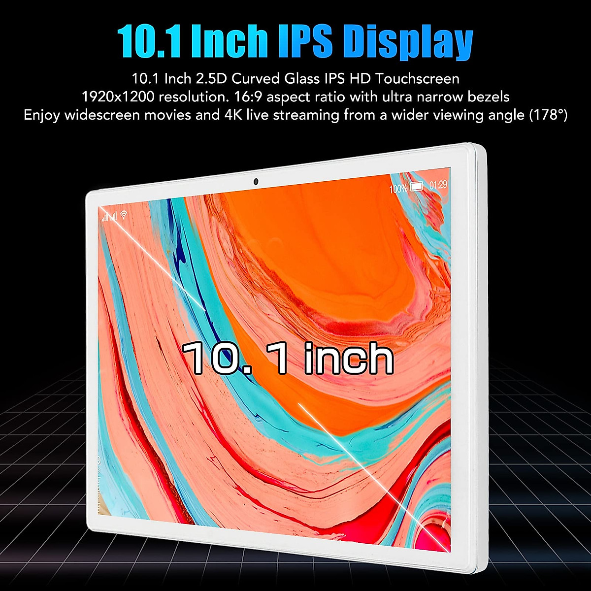 4G LTE Phone Tablet, HD 10.1 Inch Tablet Type C Charging HiFi Speakers 8GB RAM 128GB ROM 512GB Expandable 2.4G 5G WiFi for Learning for Home (White)