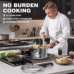 Pressure Canner,Aluminum Pressure Cooker w/Release Valve & Multiple Protective Devices,Pressure Canner Compatible with Gas & Induction Cooker (5L/4.54Quarts)