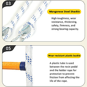 QWEASDF Sturdy Fire Escape Ladder, Emergency Fire Escape Rope Ladder, Flame Resistant Safety Evacuation Ladder, Fast to Deploy, Non-Slip, Easy to Use, 900 LB, for Home, Office, Outdoor,5m/16.4ft