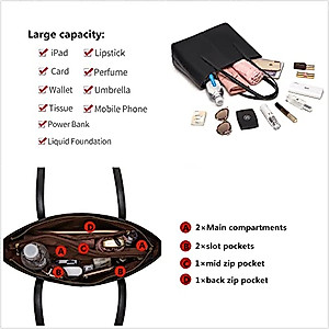 Cnoles Women Tote Bag Leather Handbag Purses And Handbags For Women Ladies Top Handle Large Soft Shoulder Satchel Hobo Bags Black