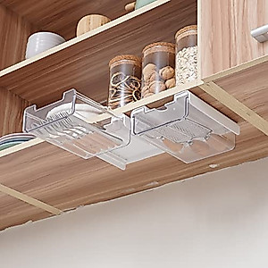 Citylife 4 Packs Self-Adhesive Under Desk Drawer Slide Out Organizers and Accessories for Office, Classroom, Home