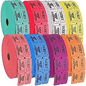 Double Roll Raffle Event Tickets - Full Set of 8 Colors (8 Rolls of 2000 Tickets Each)