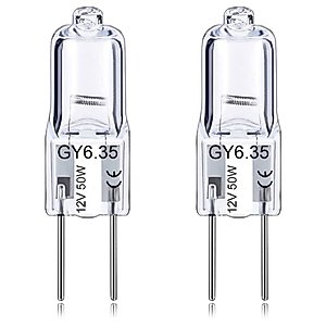 DUMILOO GY6.35 Light Bulbs, 12V Crystal Clear 2 Pin, T4 JC Bi-Pin Base G6.35 Capsule Bulb, Dimmable 2700K Warm White 2 Prong Light Bulb for Pendant Light, Microwave Oven, Table Lamp, 2Pack