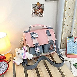 Kawaii Shoulder Backpack Korean Students Totes Schoolbag with Pins Crossbody Bag
