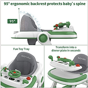 Baby Walkers with Wheel,Infant Walker for Babies with Adjustable Height,Speed & Breathable Seat Cushion, Baby Walkers and Activity Center for Boys Girls,Baby Walker and Bouncer Combo for 7-18 Months