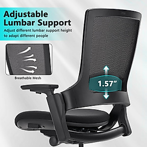 CLATINA Ergonomic High Swivel Executive Chair with Adjustable Height 3D Arm Rest Lumbar Support and Mesh Back for Home Office Black BIFMA Certification No. 5.1