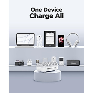 ORICO Multi USB Charging Station, 120W Charging Docking Organizer for Multiple Devices with Cables, 10-Ports Charging Station Compatible with iPad, iPhone, Tablet, Kindle and Cell Phones