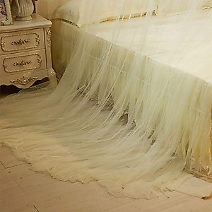 Princess Lace Style Mosquito Net, Foldable Round Bed Canopy, Bed Canopy, for Children Girls Baby Kids(Beige)