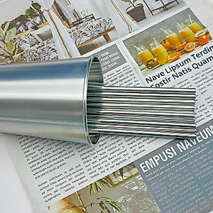 Reusable Metal Straw 50Pcs In Bulk.265mm Reusable Stainless Steel Straight Straws.NiceCaTeLe Drinking Straws Wholesale for 30 oz & 20 oz Tumblers Yeti Water Bottle(10.5" - Silver, 50pcs - Straight)