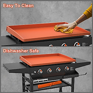 BANGIE Griddle Cover Mat for Blackstone 36 Inch Griddle Accessories - Full Wrap-Around Protection Silicone Mat for Griddle - Food Grade Silicone Grill Mat - ORANGE